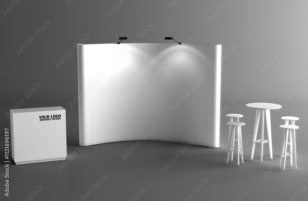 Ilustración de Stock Trade exhibition stand display. Pop up display ...
