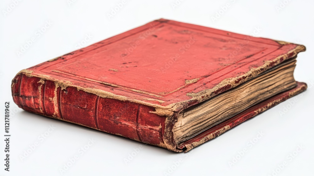 Vintage red mathematics textbook with worn cover and aged pages ...