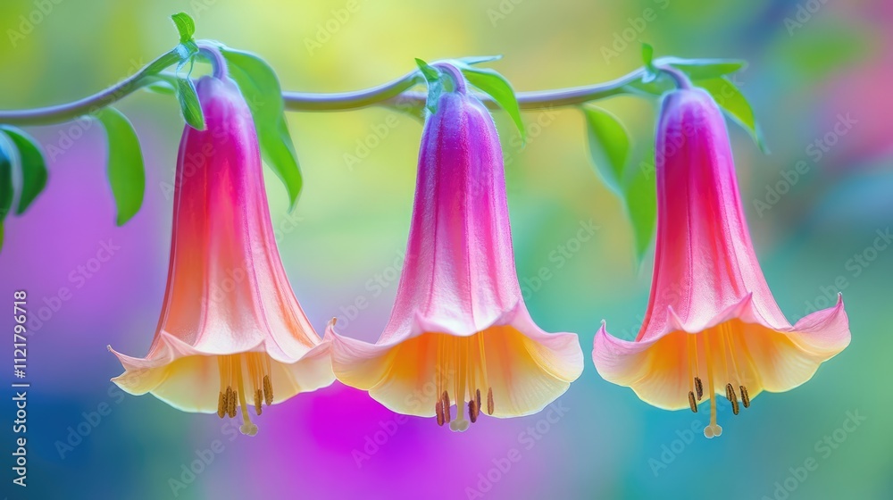 Campsis grandiflora vibrant trumpet flowers in bloom attracting ...