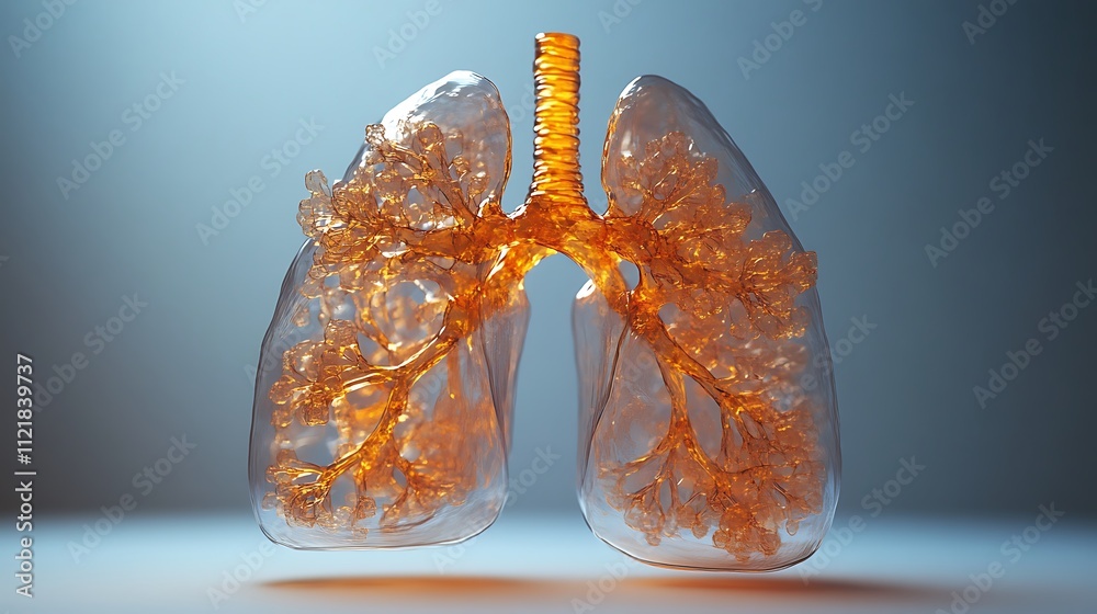 Transparent 3D digital model of human respiratory system anatomy ...
