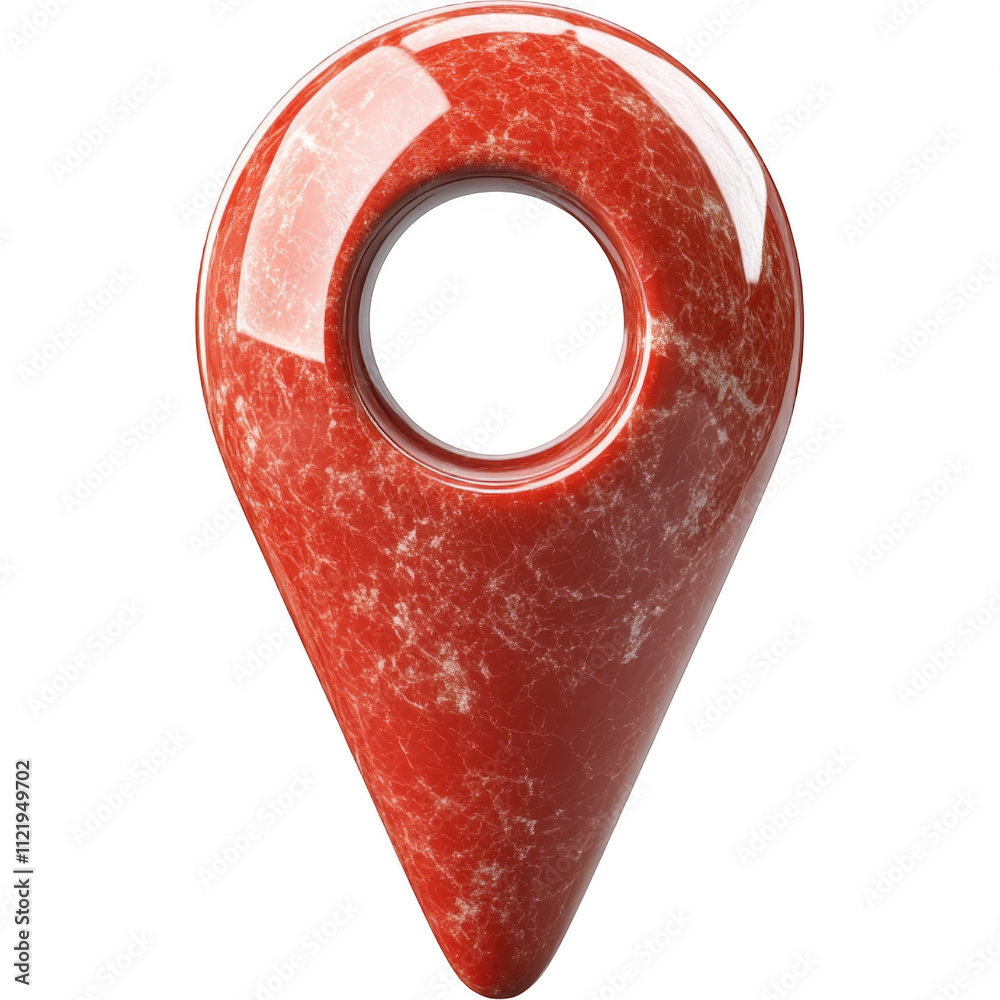 Stylized Red Gemstone-Like Pin on Transparent Background - Abstract ...