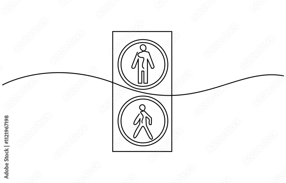 Continuous one line drawing of traffic lights with poles to regulate ...