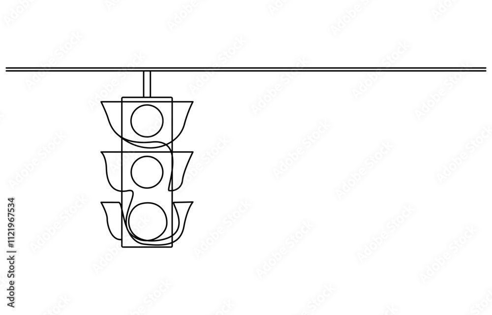Continuous one line drawing of traffic lights with poles to regulate ...
