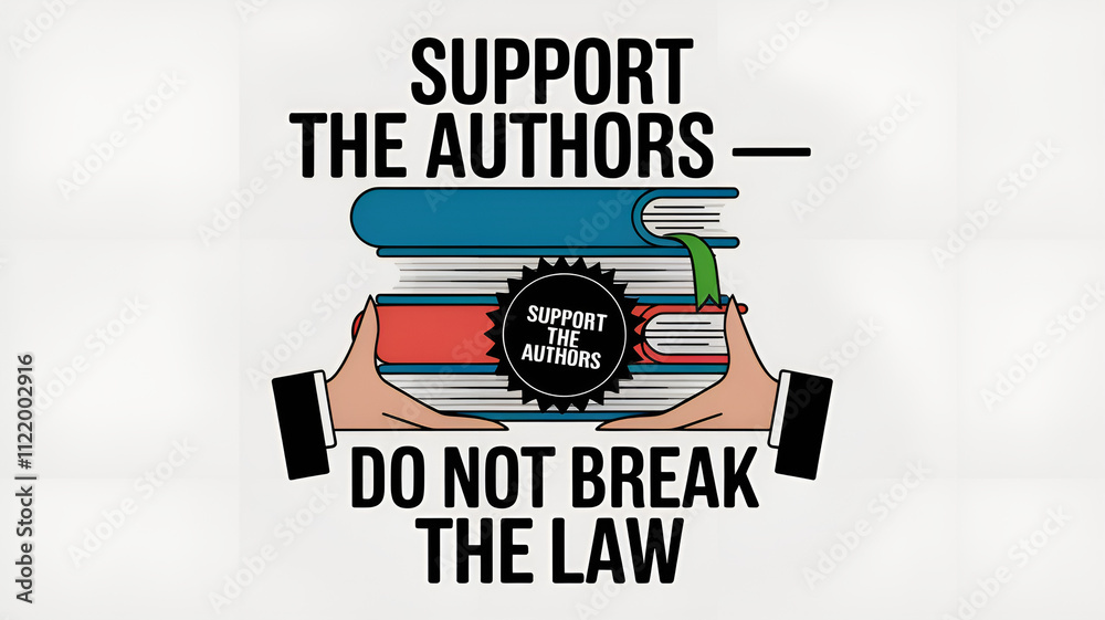 The phrase "SUPPORT THE AUTHORS – DON'T BREAK THE LAW" is highlighted ...