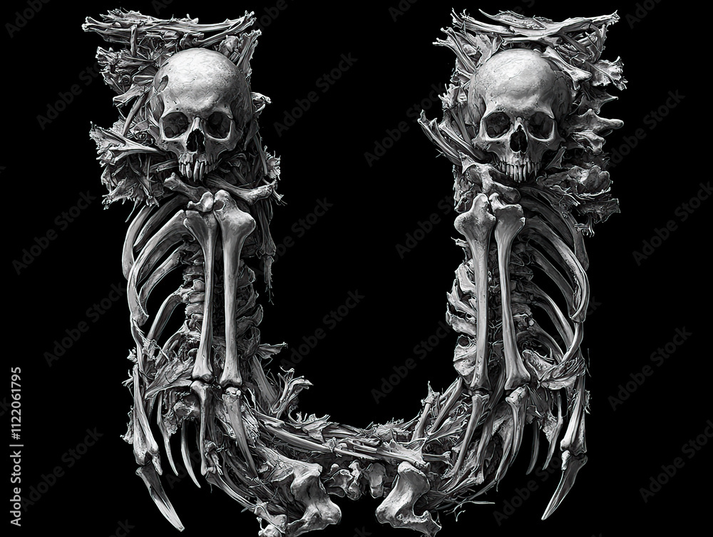 Foto de Stock skeleton, bone, anatomy, osteology, skull, vertebrae ...