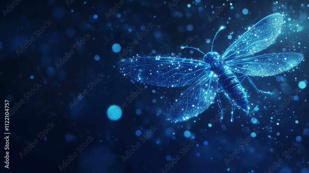 Blue firefly light at night vector effect on transparent background ...