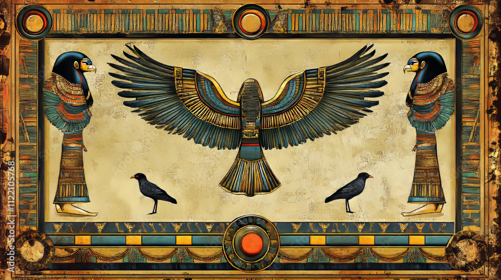 Ancient Egypt ui game gold frame vector symbol. Old egyptian pharaoh ...