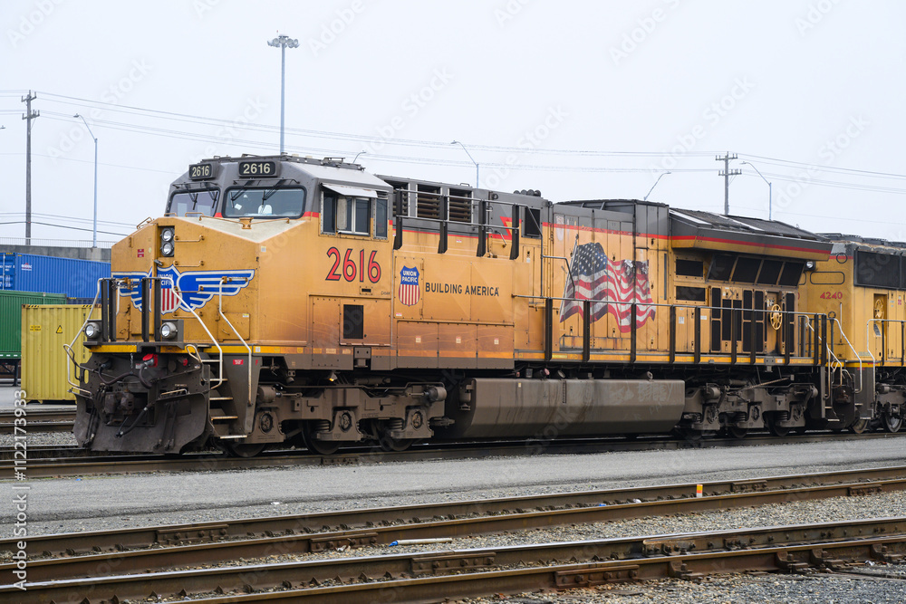Seattle - December 4, 2024; Union Pacific Railroad freight locomotive ...