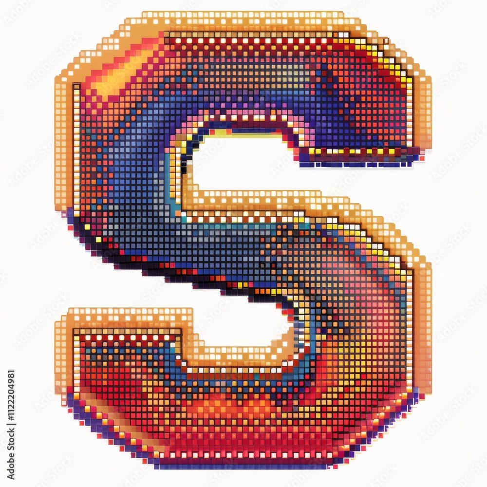 Letter S in 8-bit voxel pixel art style, isolated on white, perfect for ...