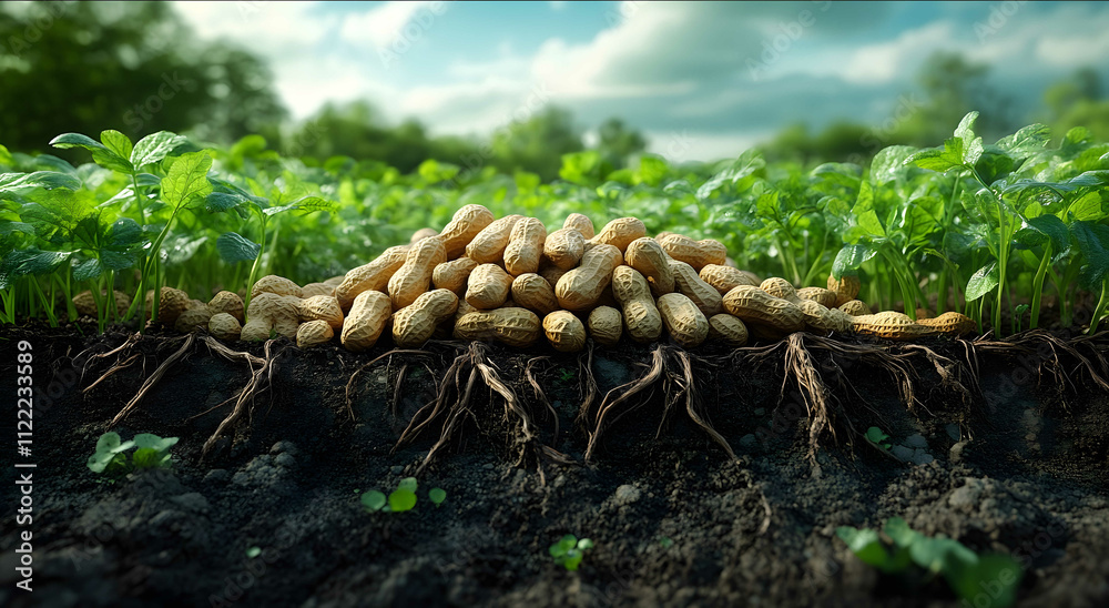 Foto de Stock The deep roots of a peanut plant form an underground root ...