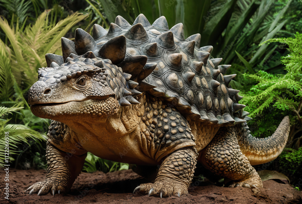 Imaginative reconstruction of the Ankylosaurus, a huge armored ...
