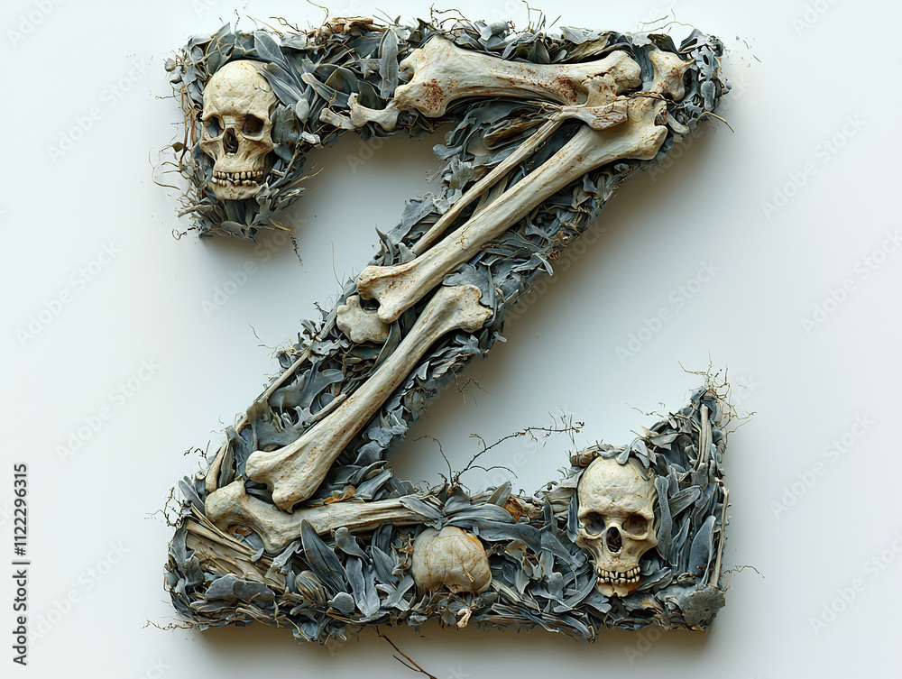 skeleton font, letters, alphabet, bones, skulls, gothic, spooky, eerie ...