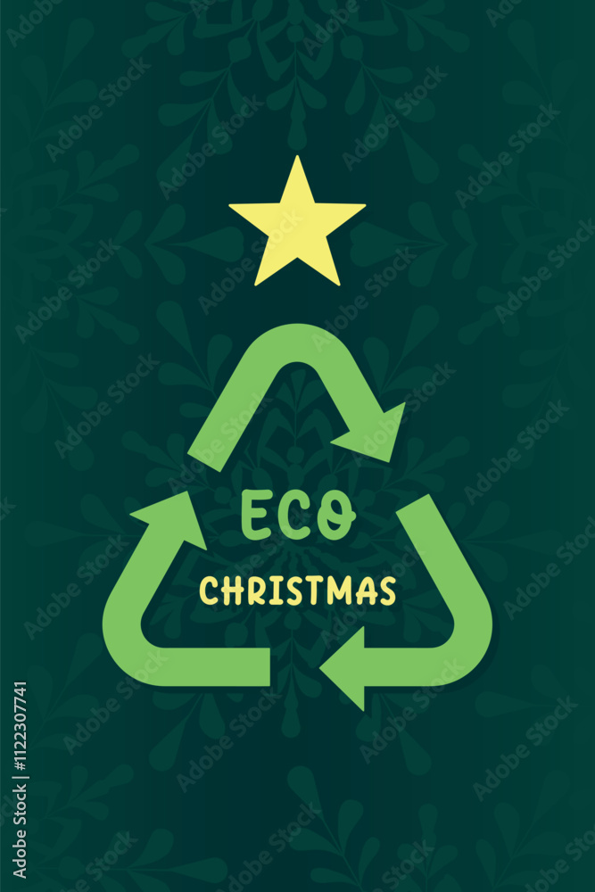 Eco Christmas concept, Tree Recycling Icon, sustainability and eco ...