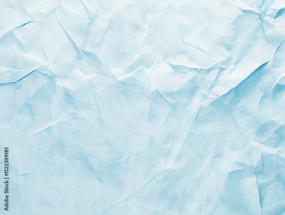 Light blue crumpled paper texture abstract background soft folds ...