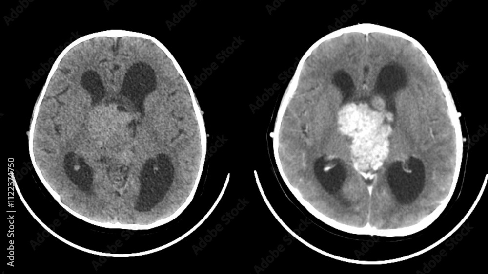 ependymoma , intraventricular mass head ct scan Stock Photo | Adobe Stock
