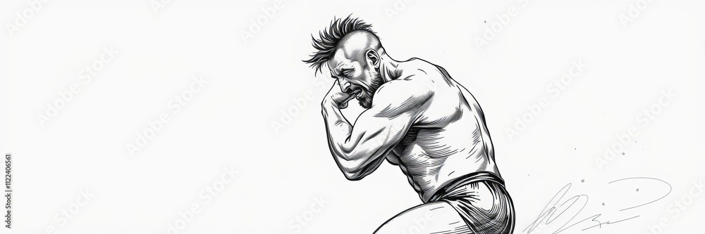 Ilustración de Stock Sumo wrestler in pre-fight stance showing strength ...