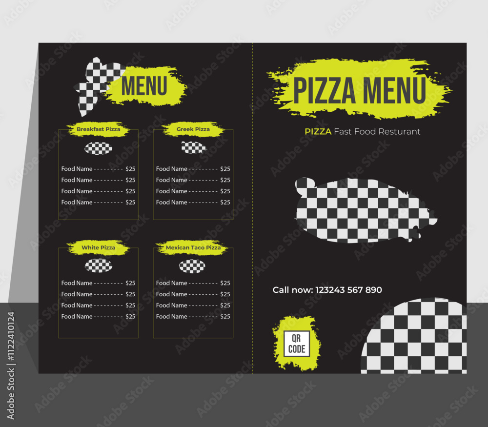bifold broacher pizza food menu design, pizza fast food menu design ...