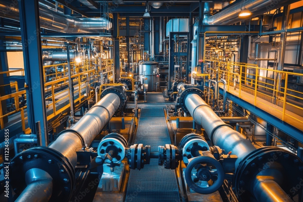 Industrial machinery operations in power plant detailed view of complex ...