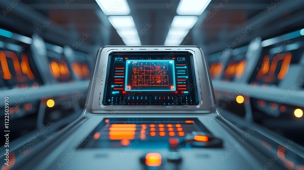 Futuristic Sci-Fi Control Panel Interface - Cyberpunk aesthetic Stock Illustration | Adobe Stock