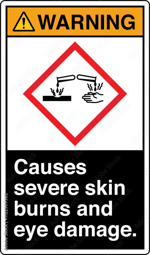 ISO 7010 Prohibition GHS Chemicals Label and Hazard Corrosive Causes ...