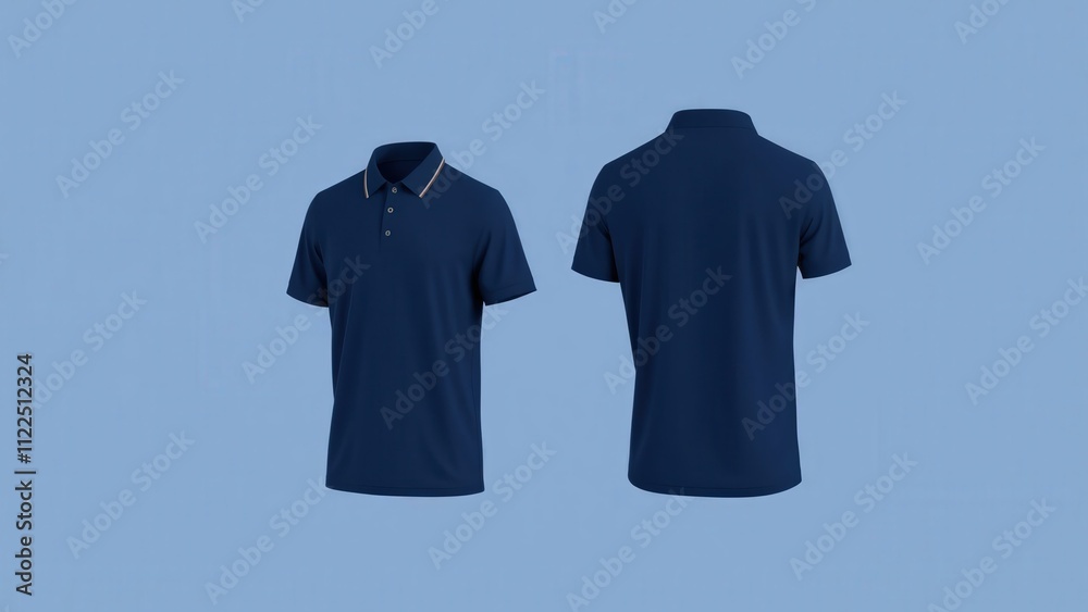 Navy Blue Polo Shirt Mockup: Front and Back View for Designers Stock ...