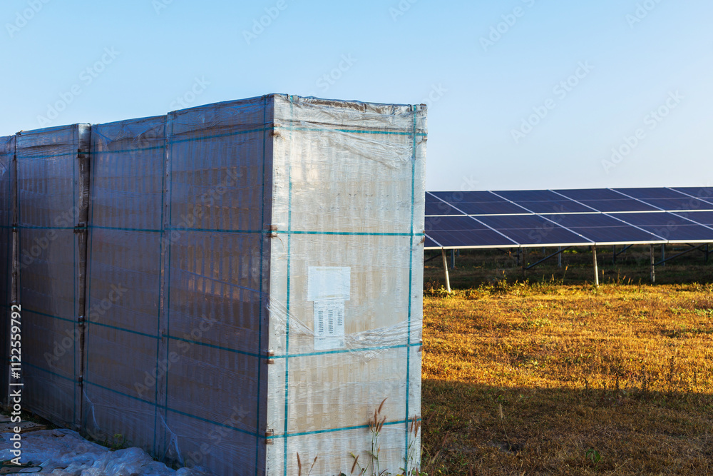 Solar panel boxes prepared for installation in power generation areas ...