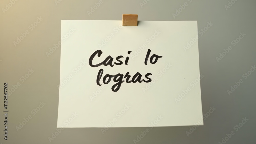 Un post-it blanco con la frase "Casi lo logras" en primer plano ...
