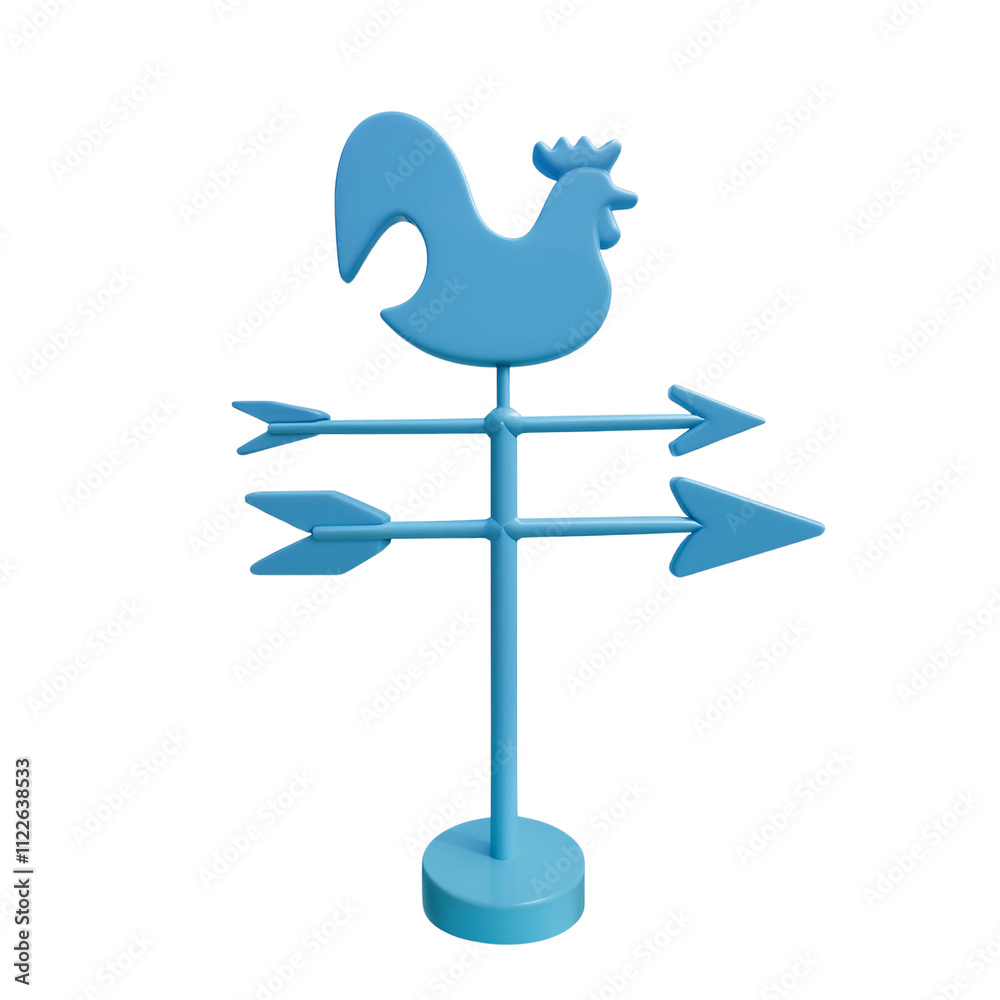 Blue Rooster Weather Vane 3D Render Direction Arrows Farm Animal Wind ...