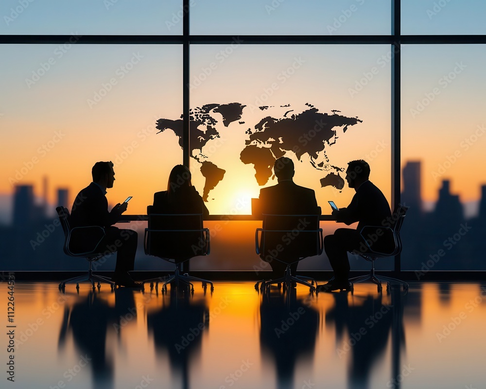 Office setting with multinational teams discussing global tax policy ...