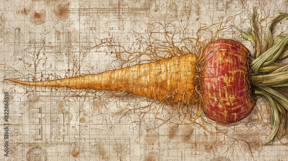 Exploring root vegetable cross-sections scientific illustration and ...