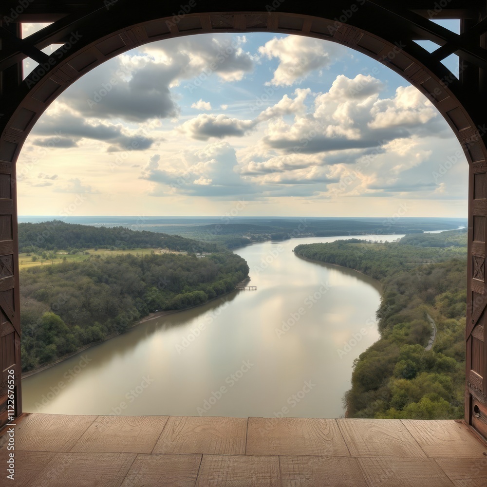 Looking out over the white river from the top of the historic cotter ...