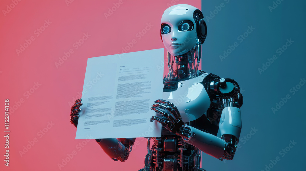 AI or artificial intelligence in the form of a humanoid female robot ...