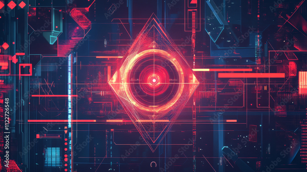 Cyberpunk futuristic shape design elements. Large collection of ...