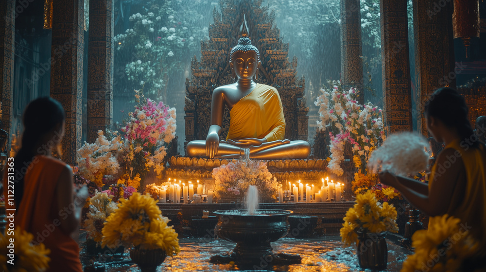 Songkran Festival in Thailand, people participate in the tradition of ...