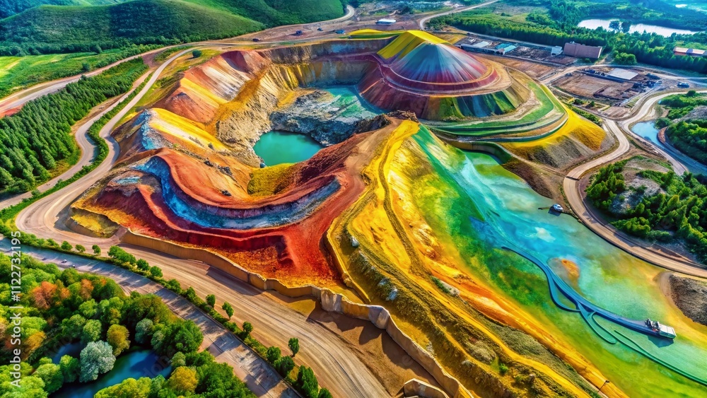 Aerial View of Digital Elevation Model Mapping Waste Heaps from Mining ...