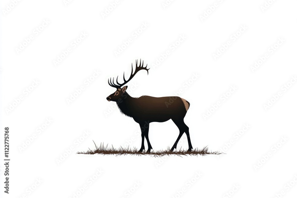 A detailed vector illustration of a stag, standing tall and proud ...