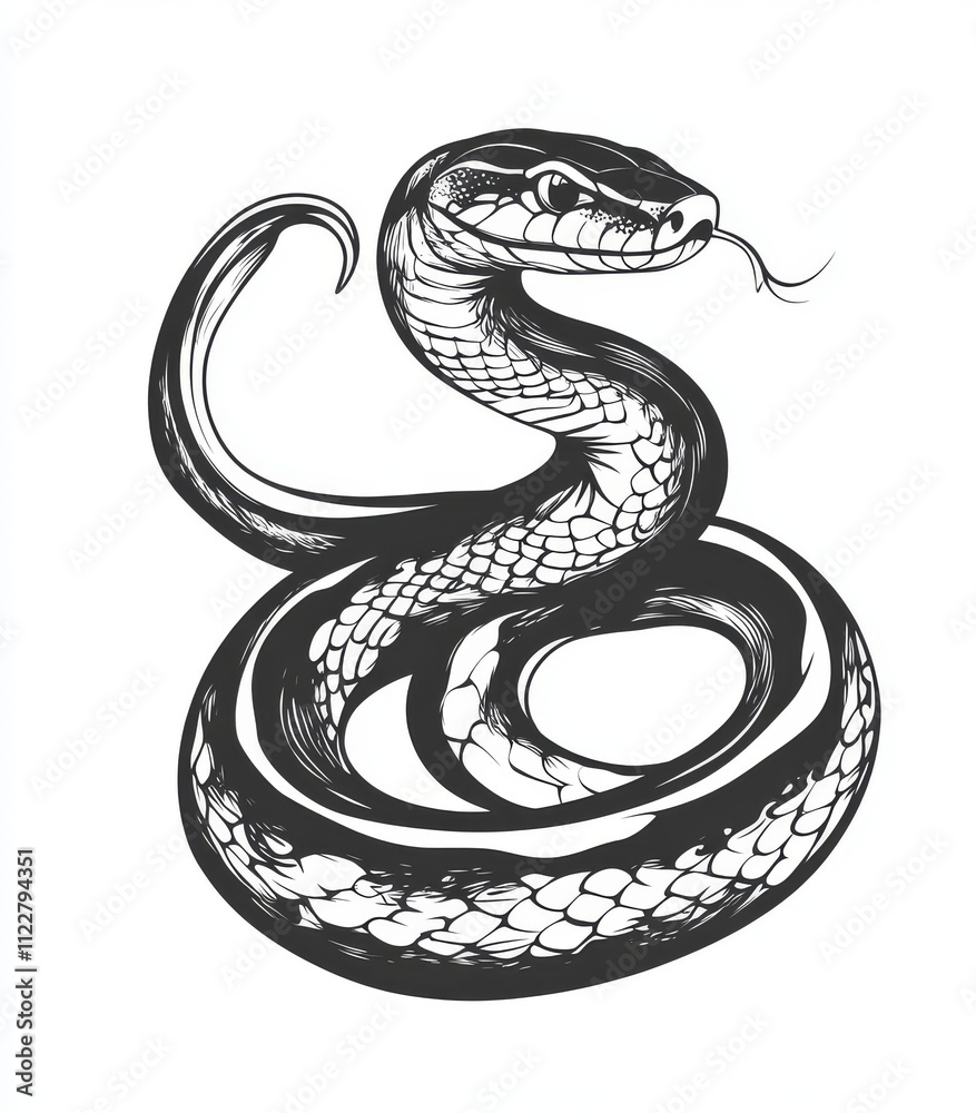 Stock-Illustration „A black and white python clipart illustration. A ...