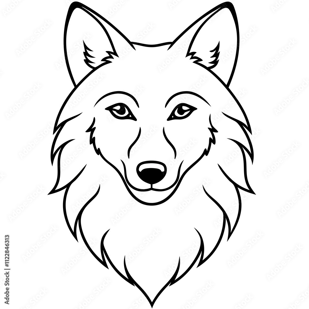 wolf head silhouette vector outline illustration isolated white ...