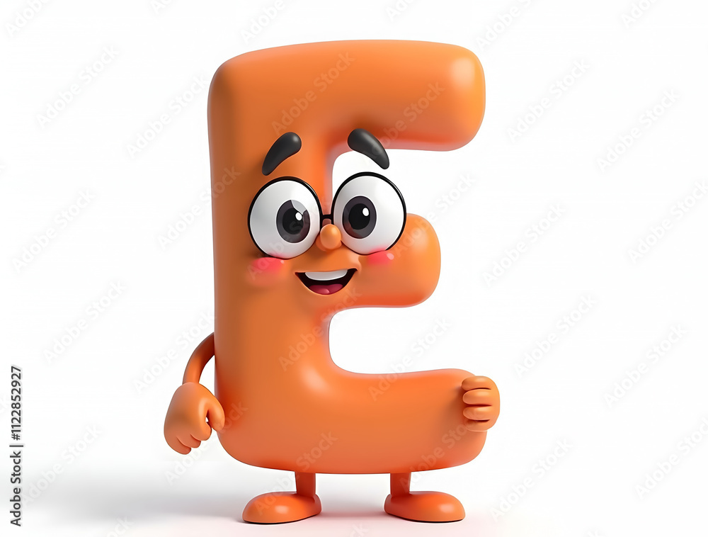 Playful Cartoon Letter E Design with Rounded Curves and Glossy 3D ...