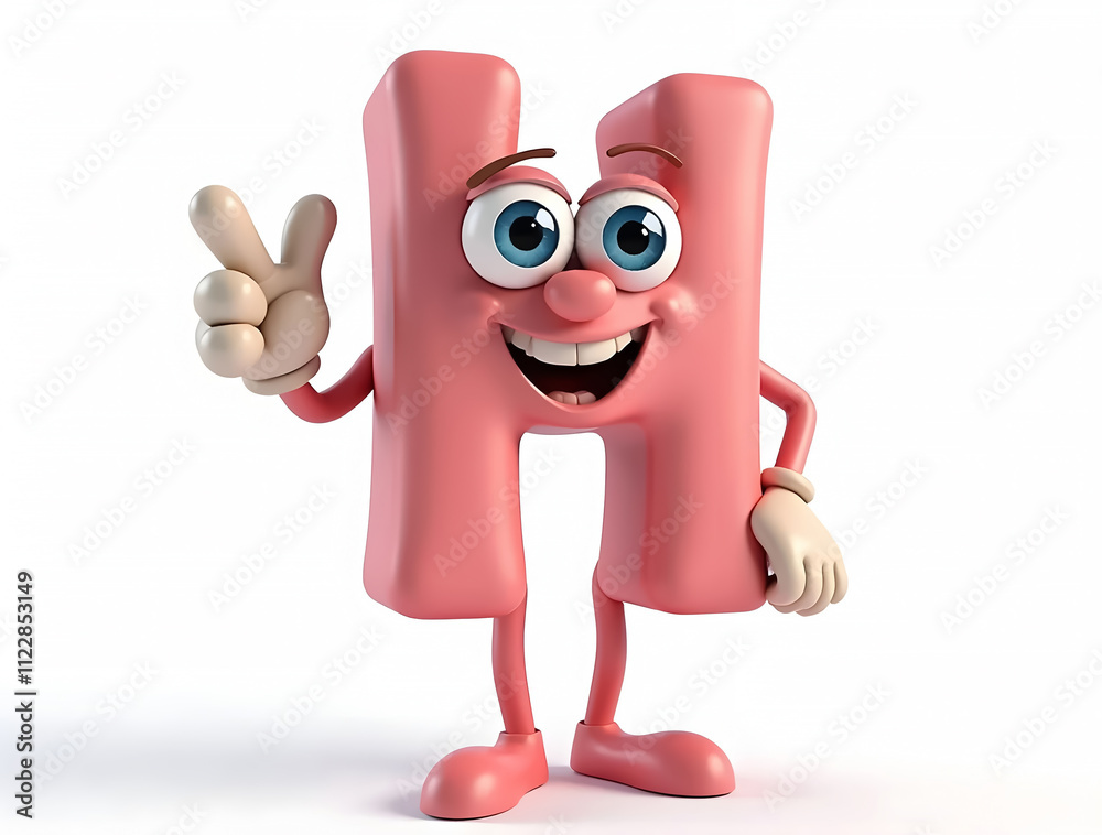 Cartoon Letter H Logo with Funny Eyes and Legs – Capital 3D Glossy Font ...