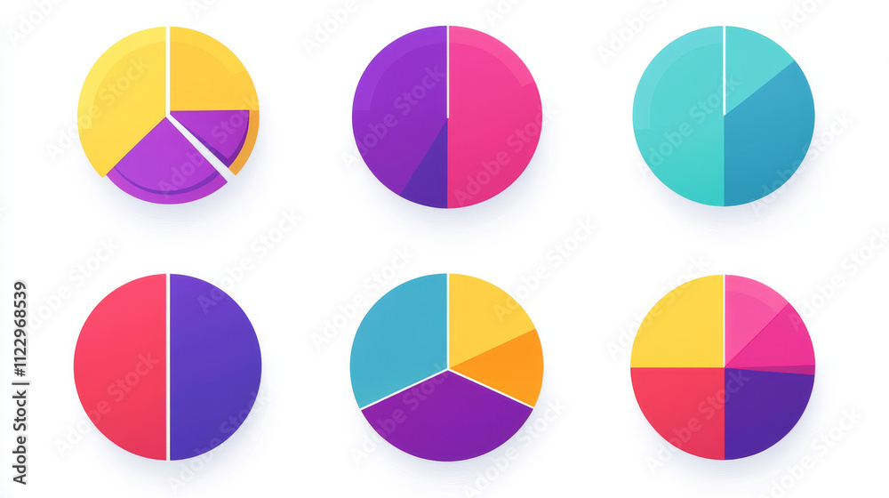 Circle division infographic icon set. Pie chart divided 4,5,6 equal ...