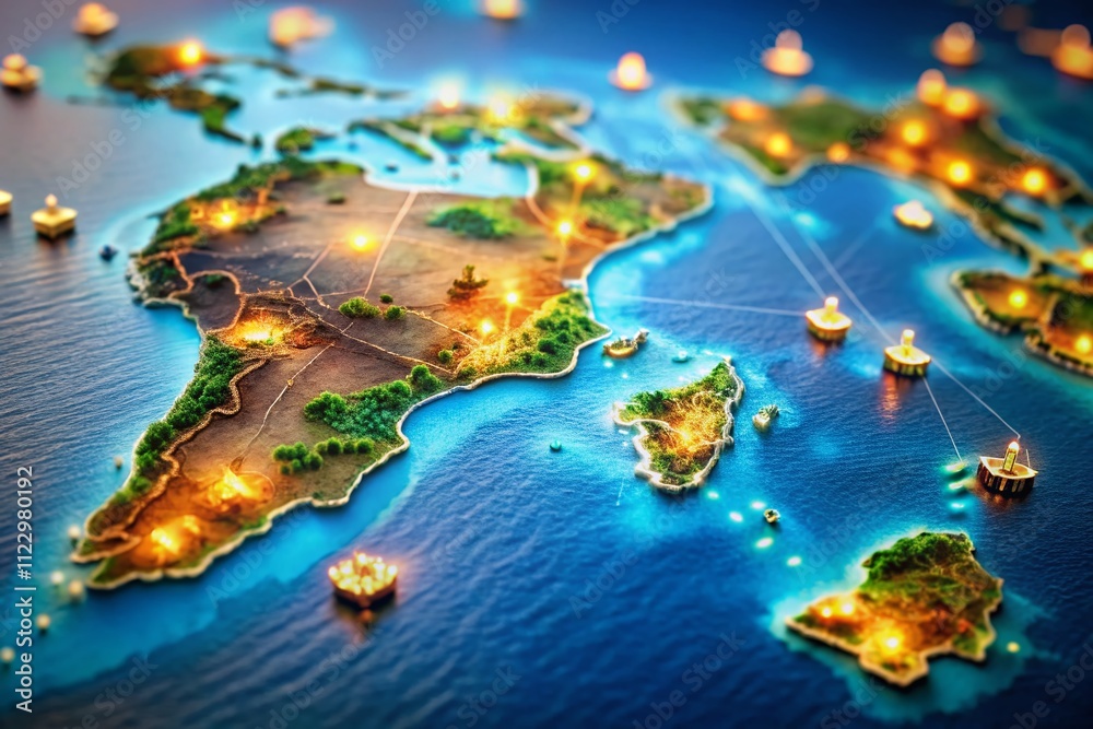 Long Exposure Map of the Canary Islands on a World Map, Highlighting ...