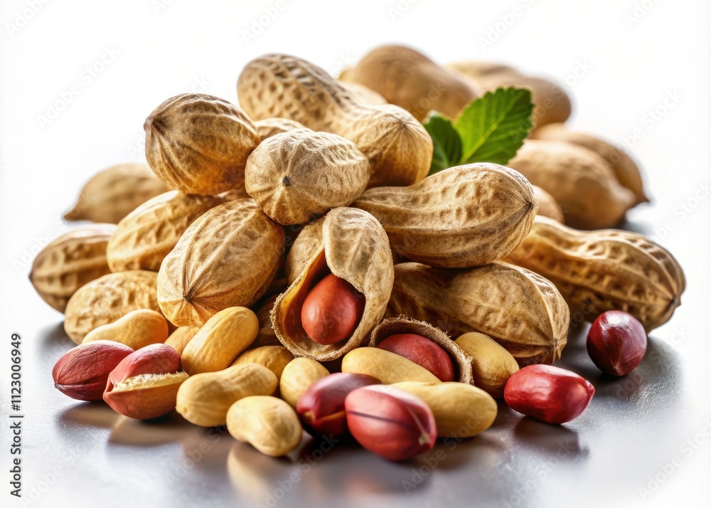 High-Quality Night Photography of Peeled Peanuts Isolated on White ...
