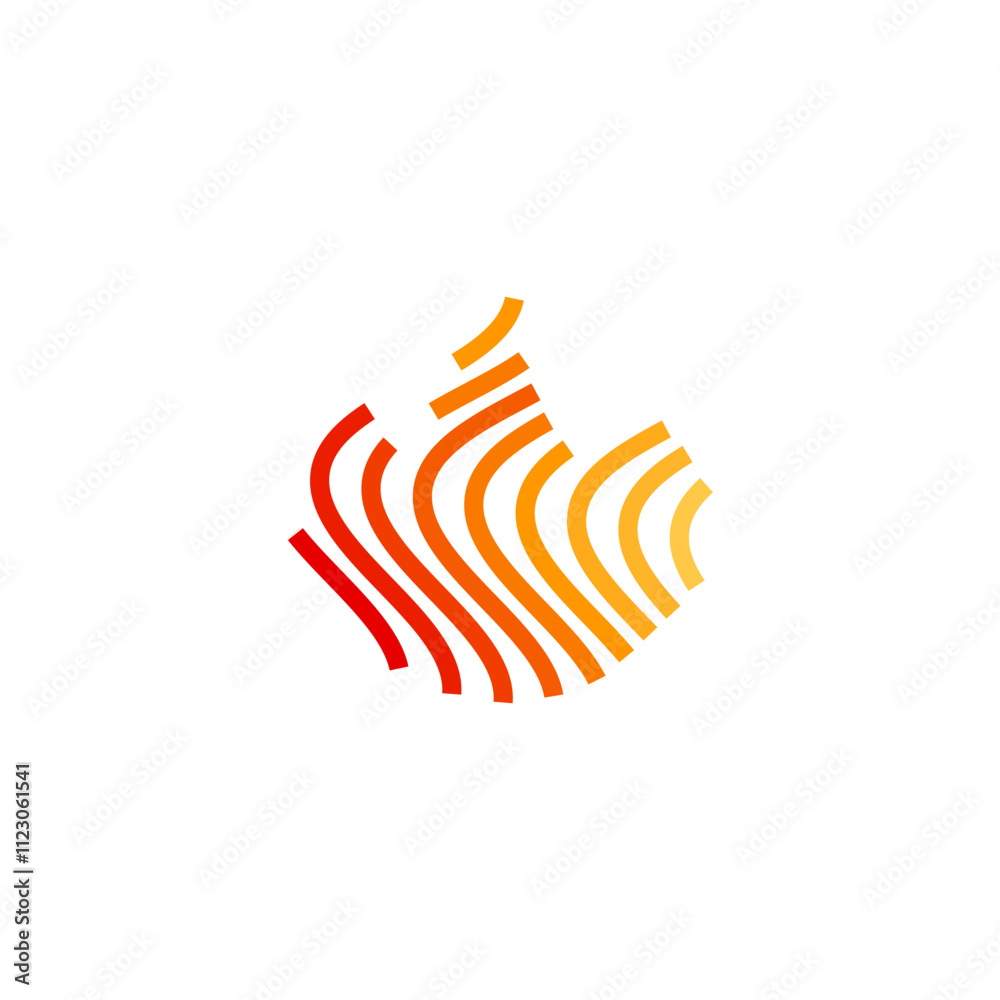 Fire Flame Torch Symbol with Sound Wave Vibration Logo Design Vector ...