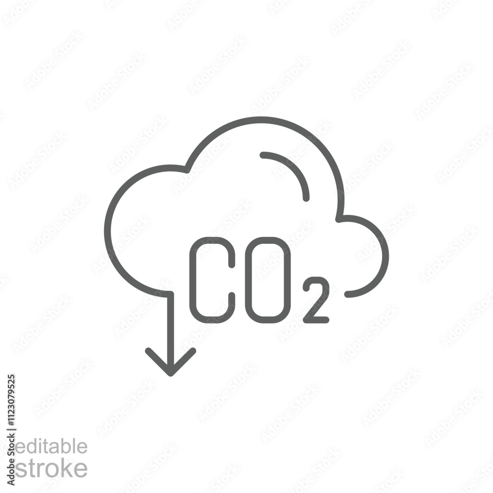 Carbon absorbing icon. Simple outline style. CO2 emissions, carbon dioxide reduction, low ...