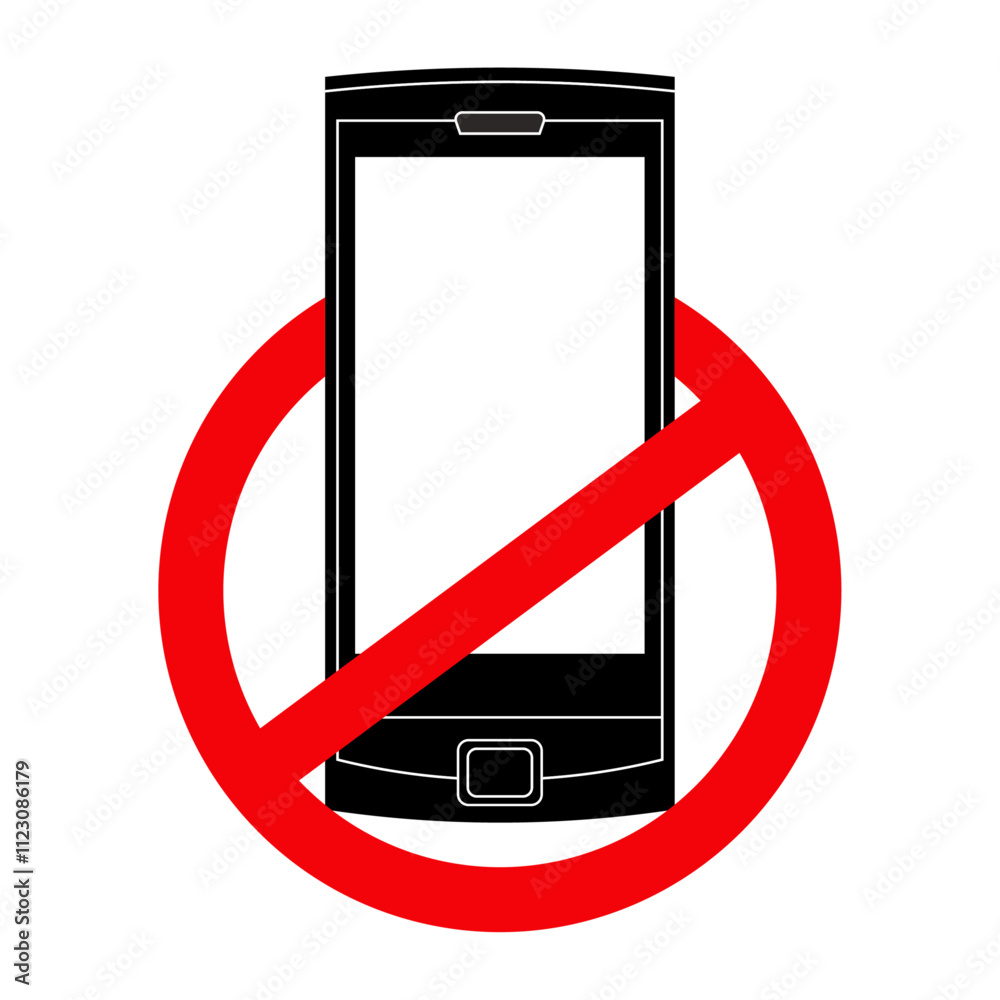 Cell Phone Prohibit Icon. Mobile Not Allowed Silhouette. Isolated ...