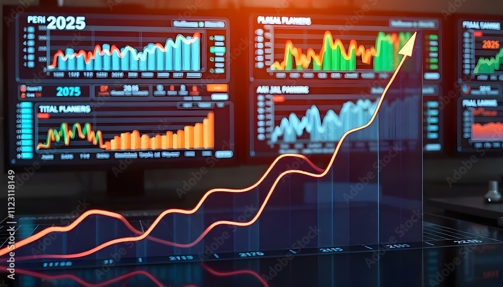2025 Business Projections: Rising Graphs with AI-Driven Insights Stock ...