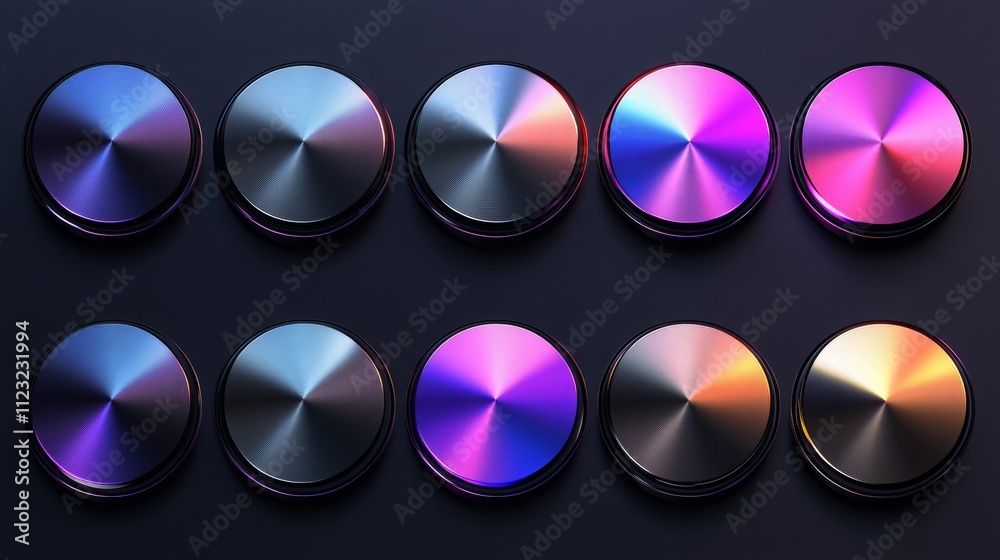 Radial metallic gradients for UI buttons and textures, featuring ...