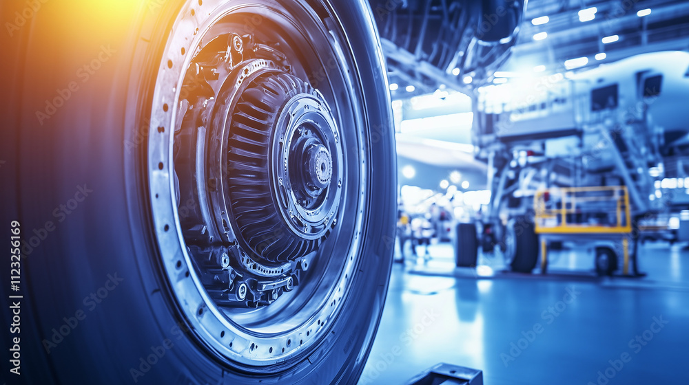 Airplane wheel compartment with mechanical components and hydraulic ...