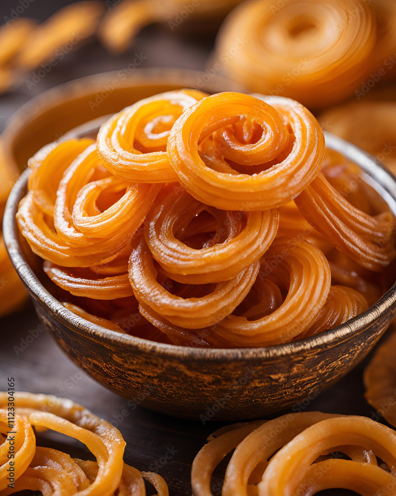 Illustration Stock plate of jalebi, traditional Indian sweets, fresh ...